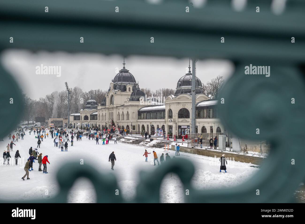 Ice skating in City Park near Hero Square in Budapest during Christmas ...
