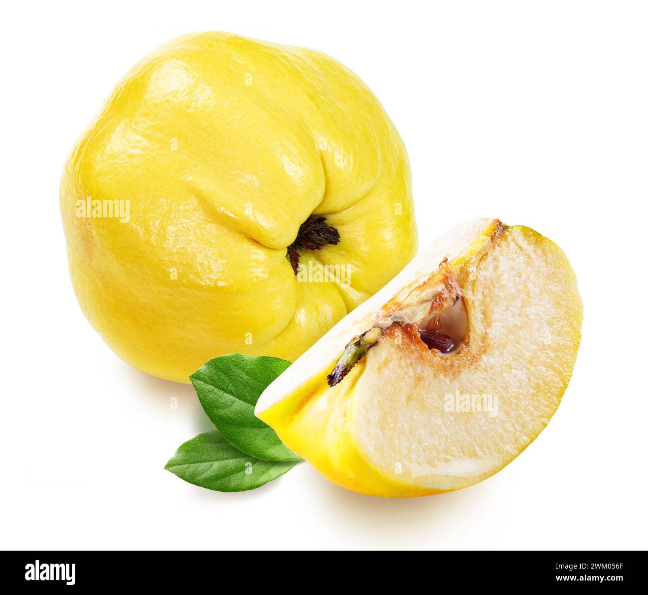 fresh yellow quince with slice isolated white background Stock Photo ...