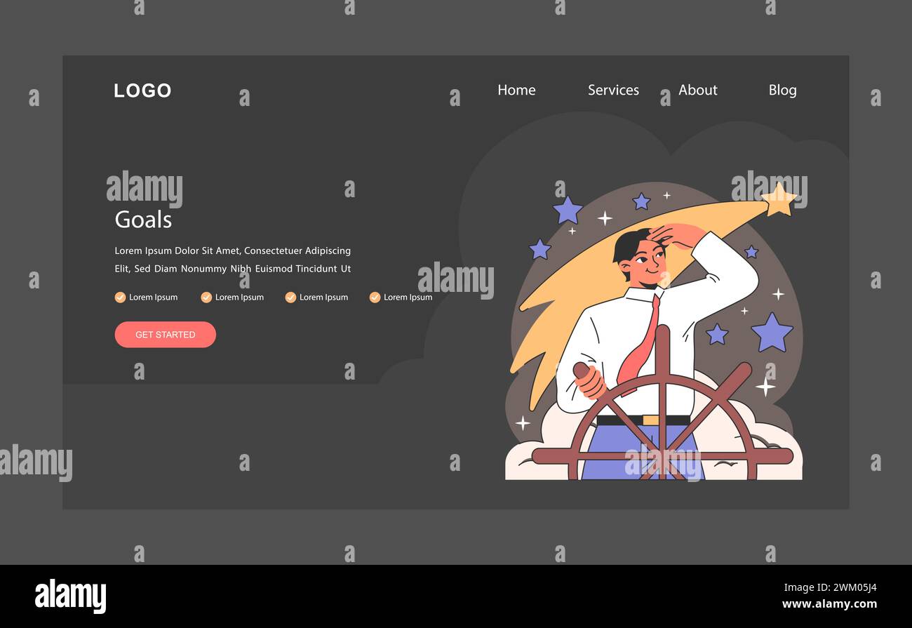 Life navigation dark or night mode web or landing. Personal progress ...