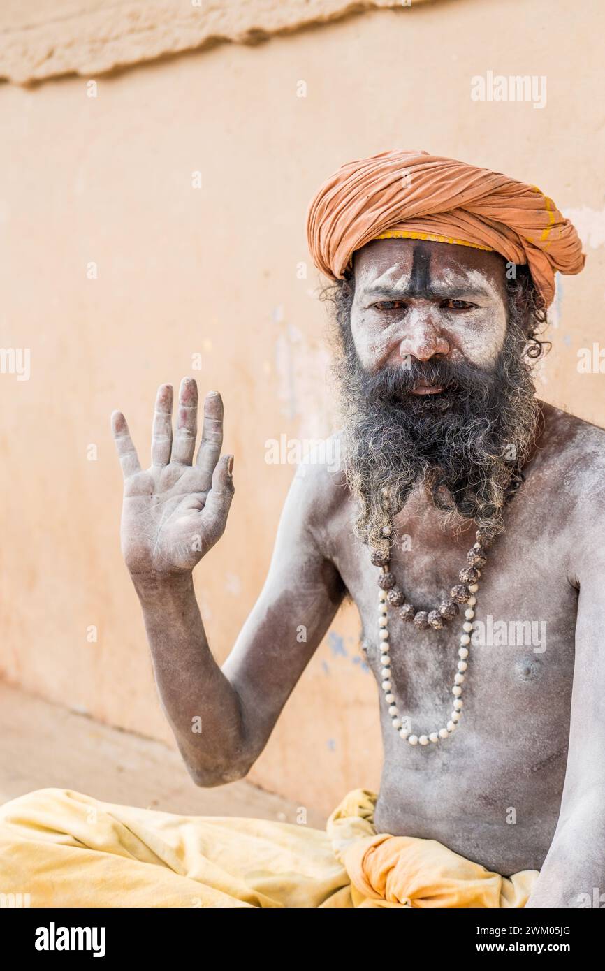 An Indian sadhu / holy man in the city of Varanasi , India Stock Photo ...