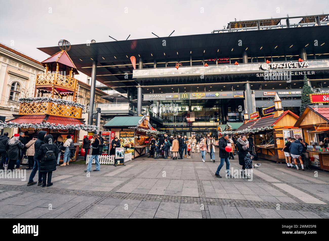 24 December 2023, Belgrade, Serbia: Belgrade's bustling shopping center ...