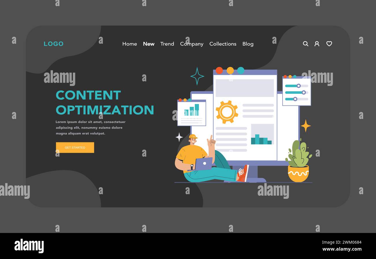 Content optimization dark or night mode web, landing. Analyzing and ... Content optimization dark or night mode web, landing. Analyzing and ...