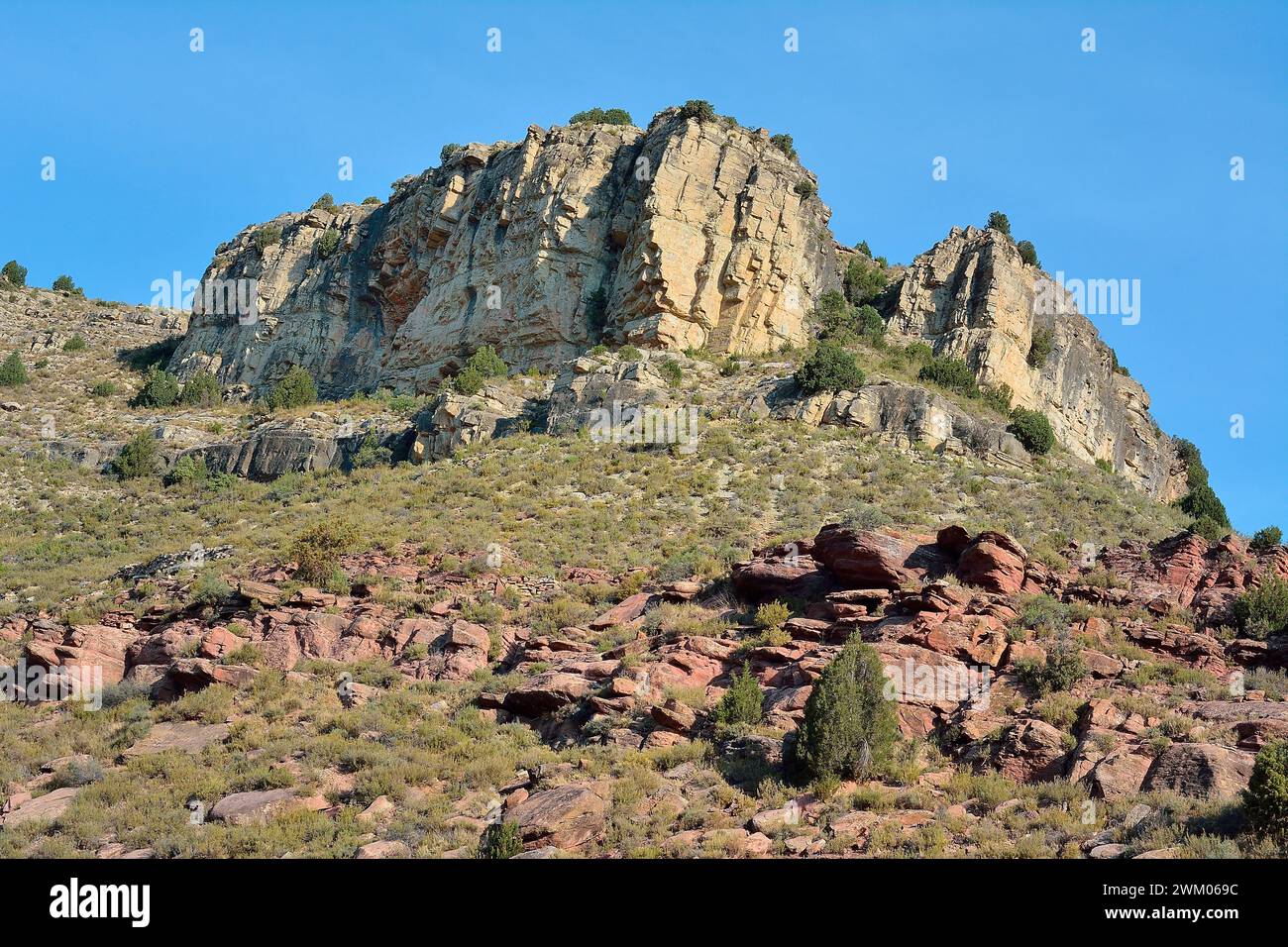 Rio Martin Natural Park: contact zone between red Triassic sandstones ...