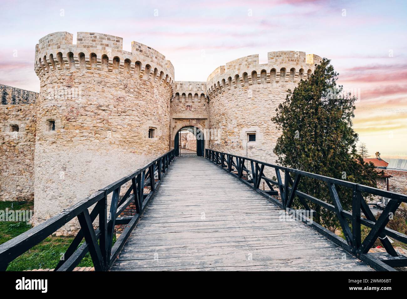 Belgrade's fortress Zindan gate, a historic landmark in Serbia, stands ...