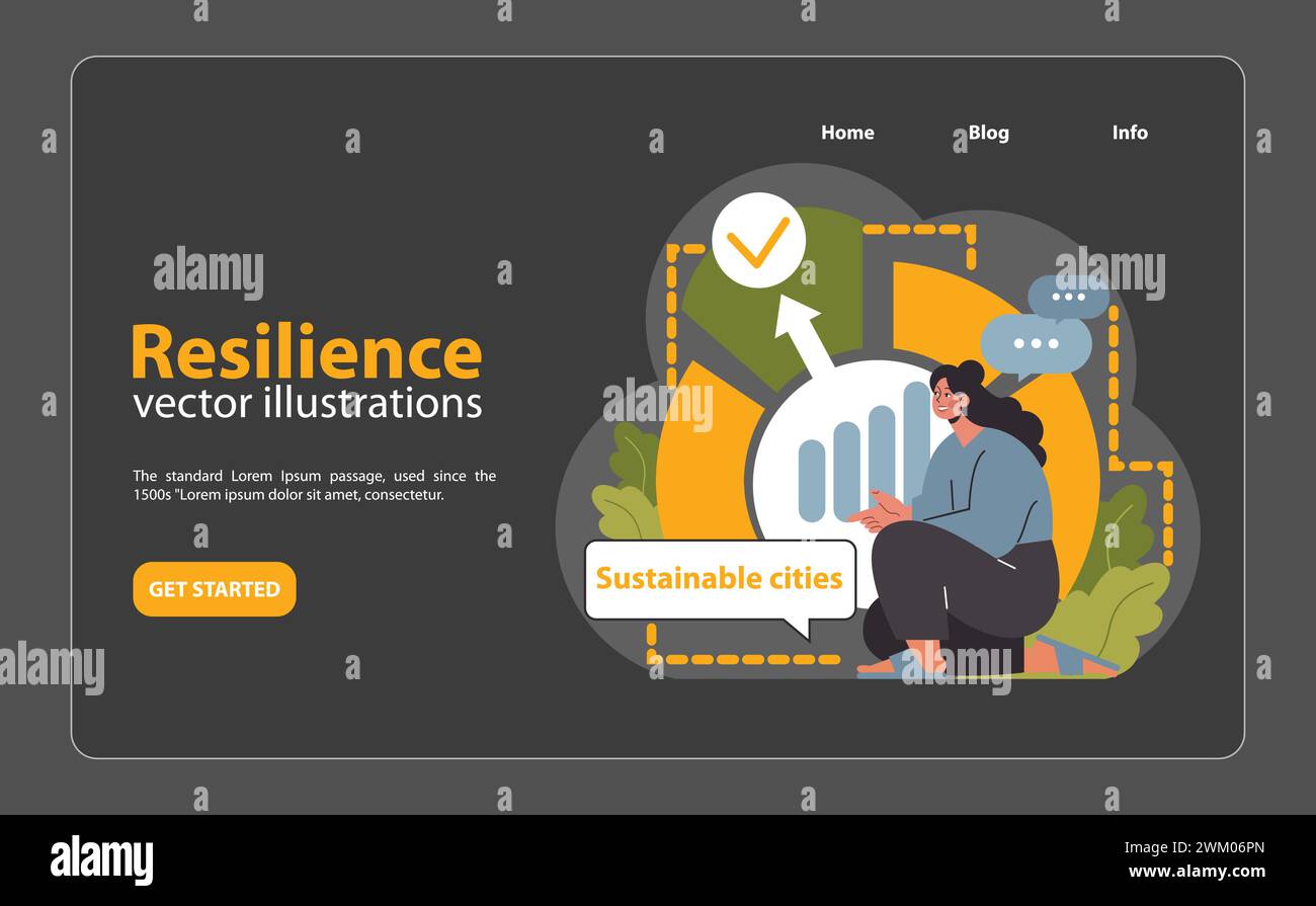 Resilience concept. Woman showcases urban sustainability, highlighting ...