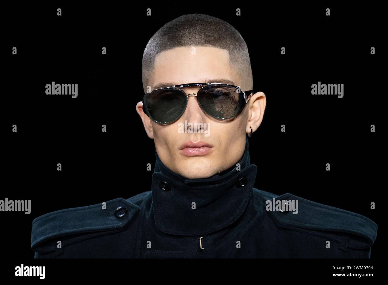 A model wears a creation for the Burberry Winter 2024 fashion show on ...