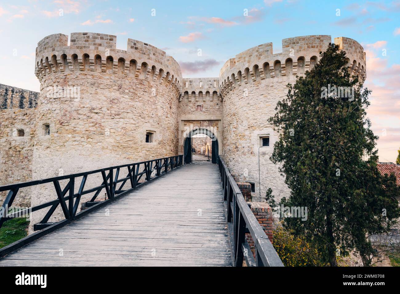 Belgrade's fortress Zindan gate, a historic landmark in Serbia, stands ...