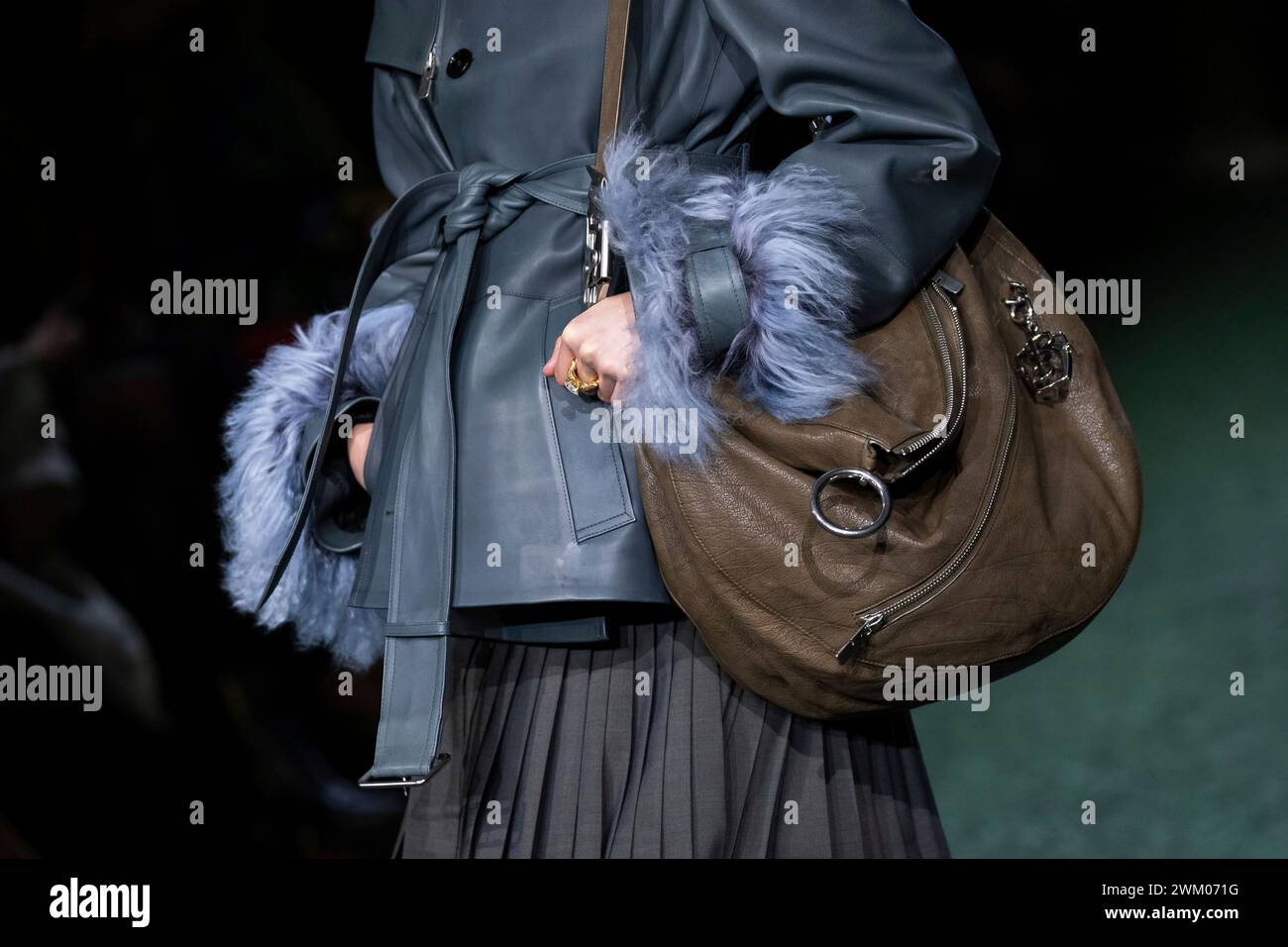 A model wears a creation for the Burberry Winter 2024 fashion show on ...
