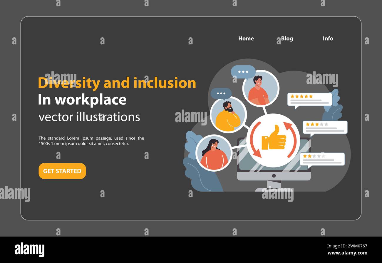 Diverse employees around a computer screen showcasing positive feedback ...