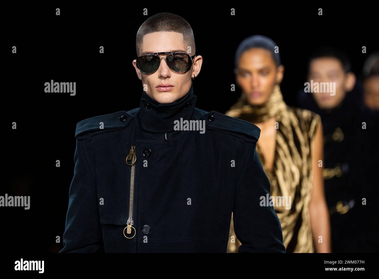 A model wears a creation for the Burberry Winter 2024 fashion show on ...