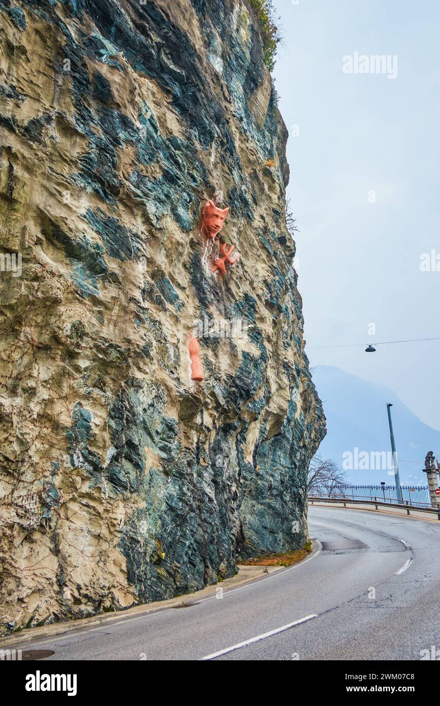 The sculpture of the Devil on Ponte del Diavolo (Devil's bridge) in ...