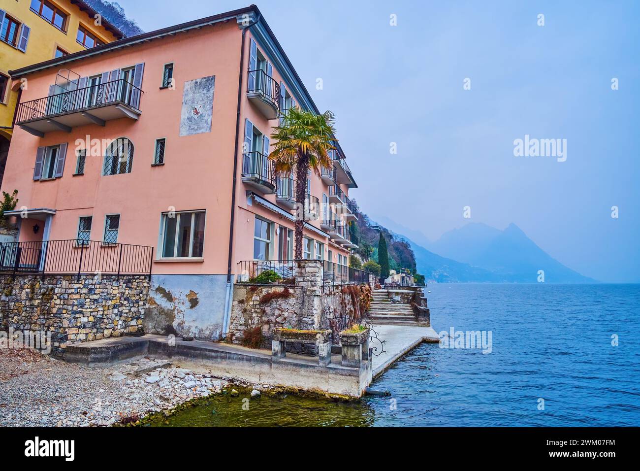 The lakeside building features stunning balconies with magnificent ...