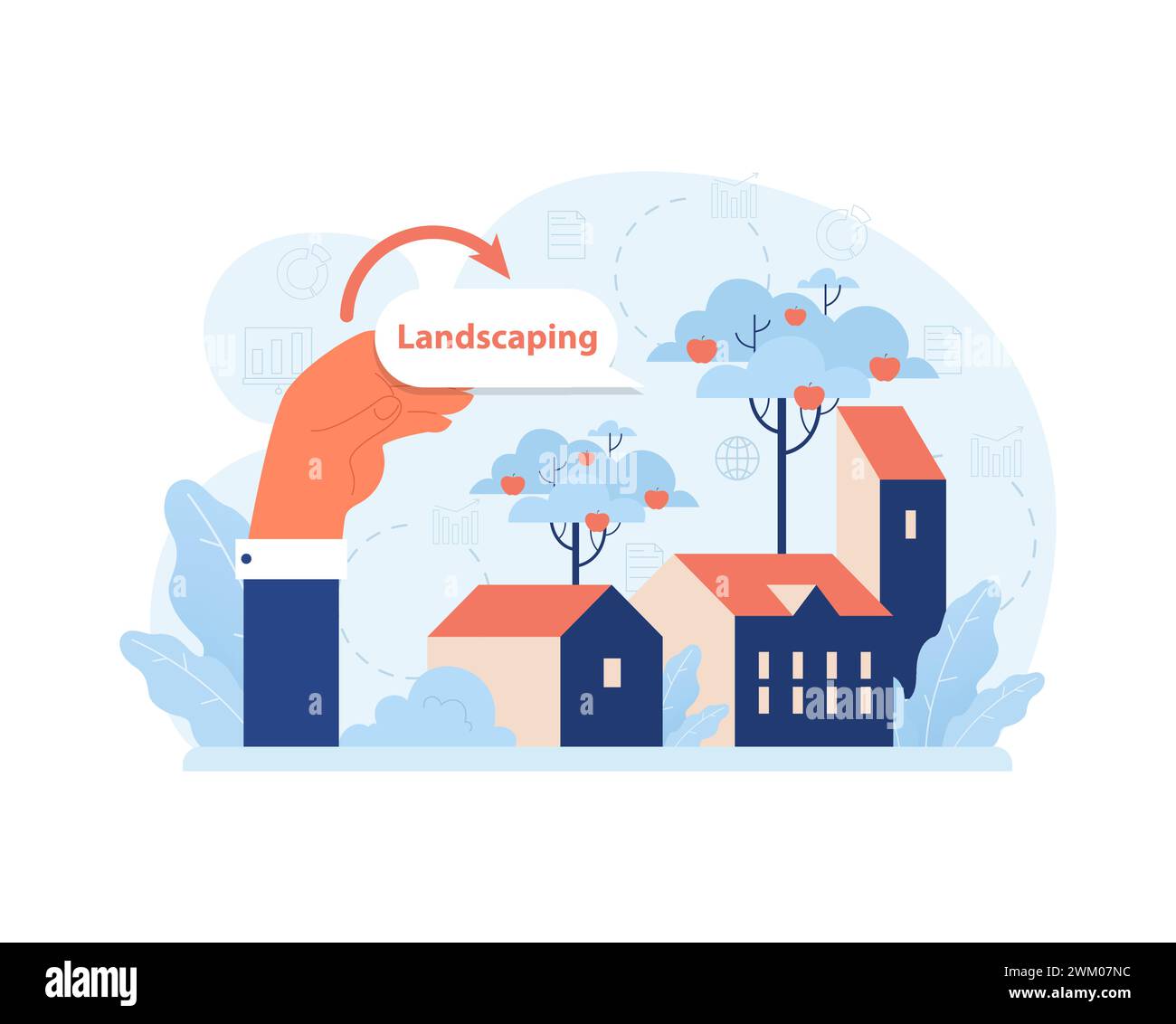 Professional hand highlights Landscaping amidst urban residences ...