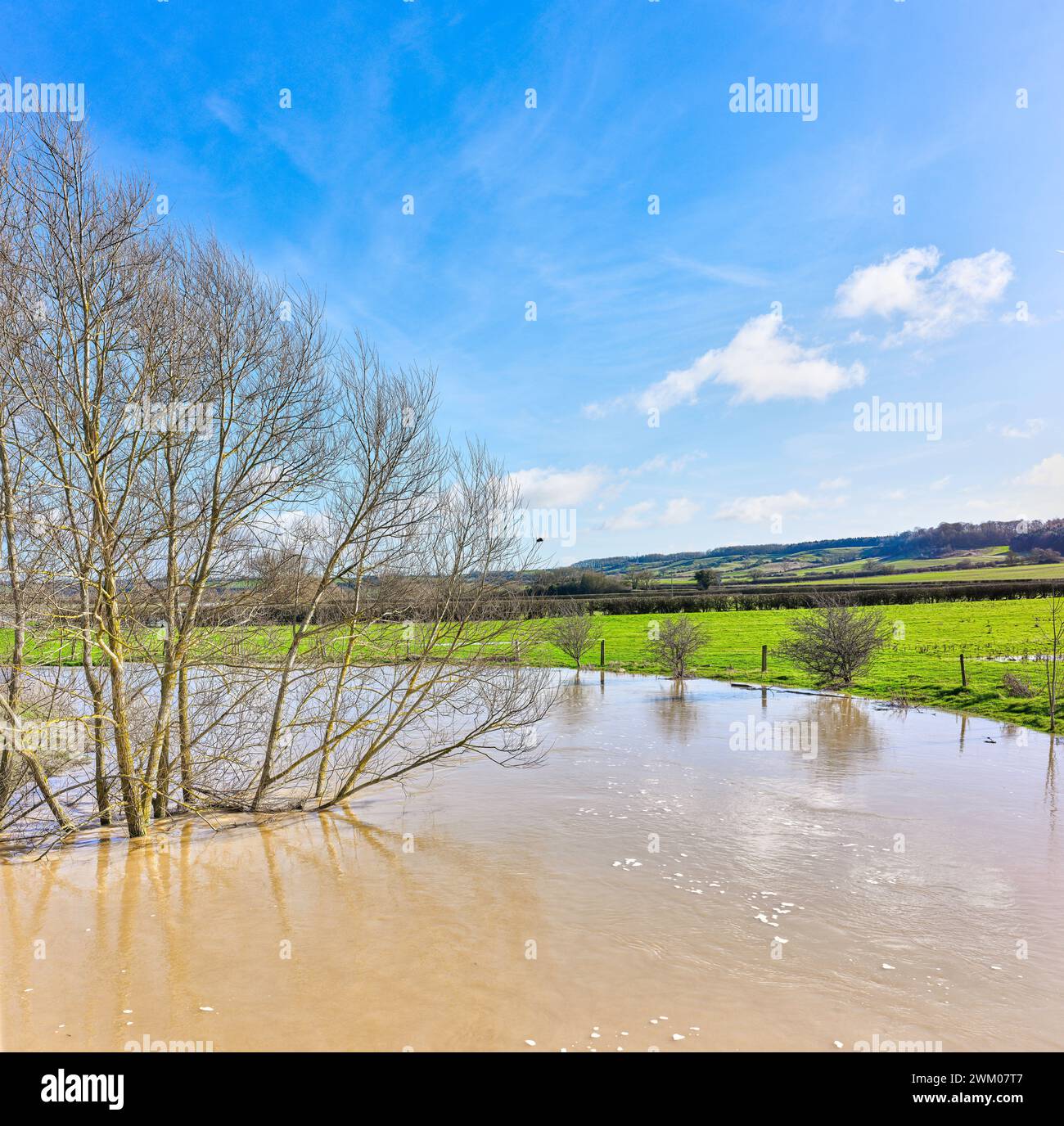 Temporary lake formed by substantial rainfall flooding the Welland ...