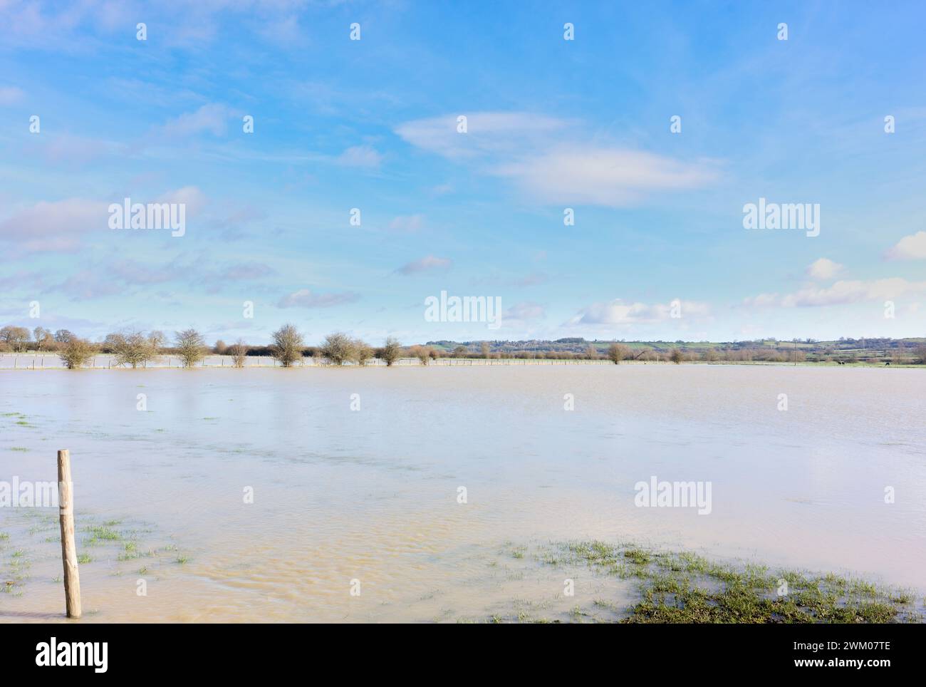 Temporary lake formed by substantial rainfall flooding the Welland ...