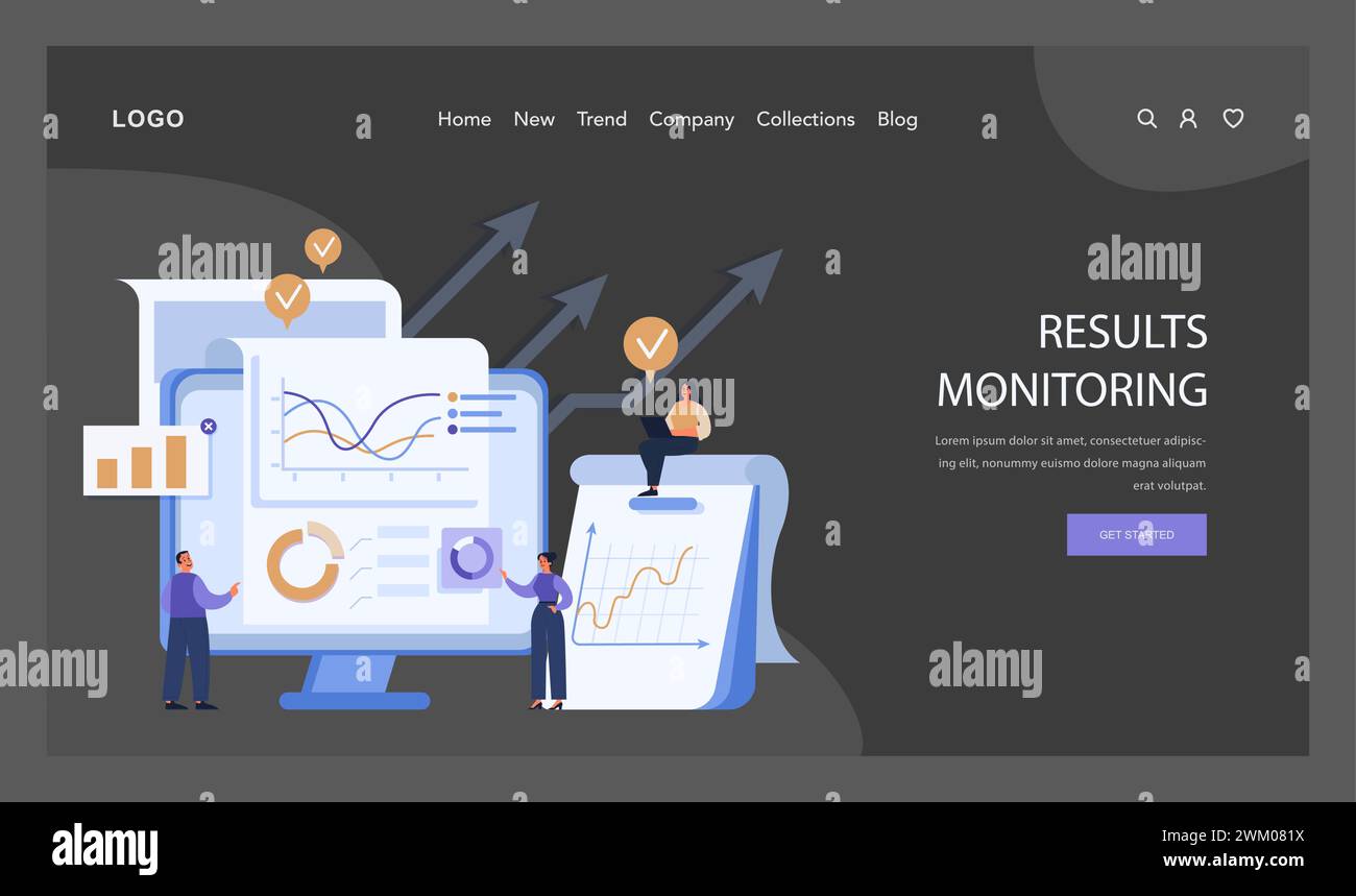 Results Monitoring concept. Professionals scrutinize data analytics for insights and performance ...