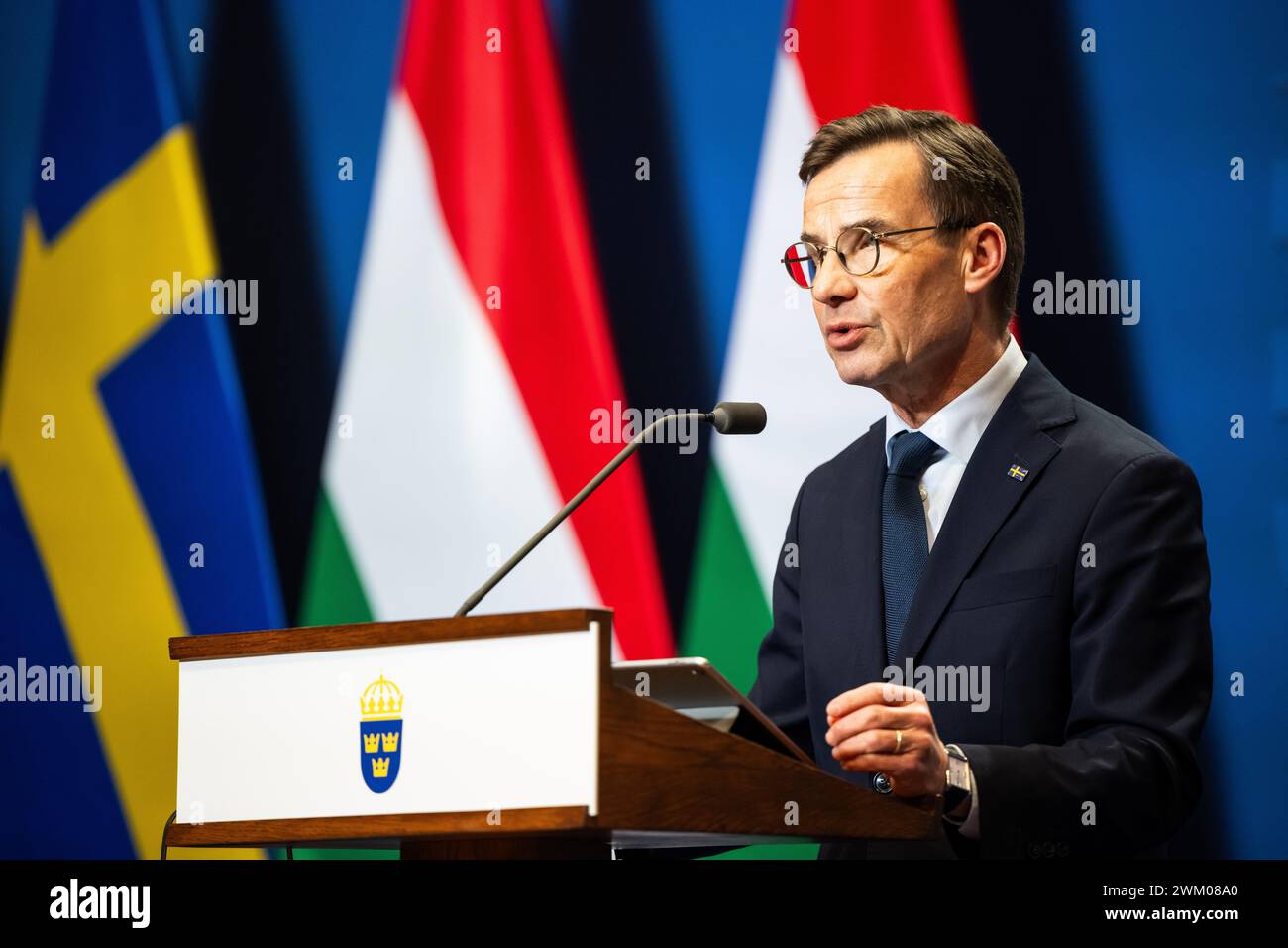 Budapest, Hungary. 23rd Feb, 2024. Swedish Prime Minister Ulf ...