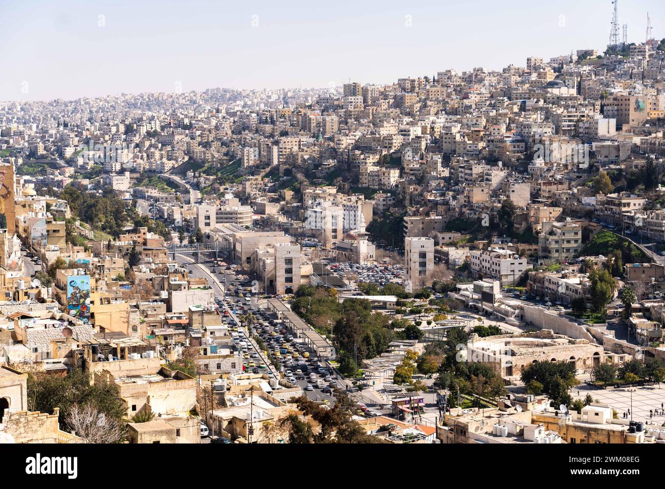 Amman, Jordan. 11th Feb, 2024. The city of Amman seen from above, with ...