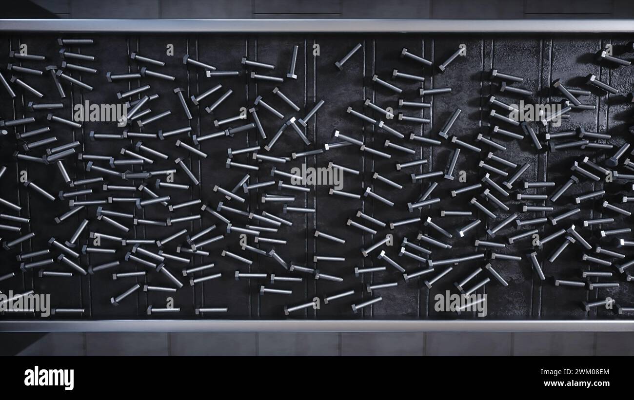 bolt factory process. Production line. 3d rendering Stock Photo - Alamy