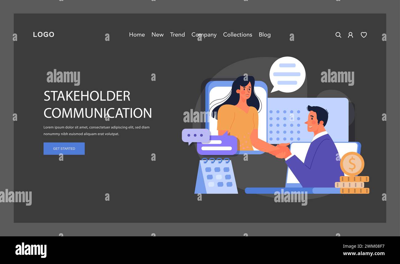 Businessman and businesswoman shaking hands through computer screens ...