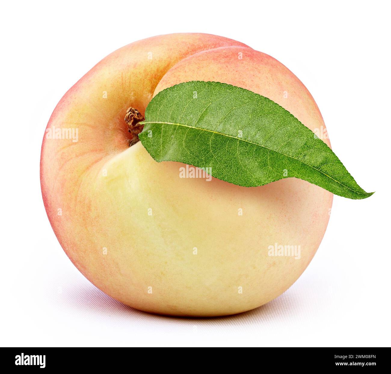 peach with slice isolated white background Stock Photo - Alamy