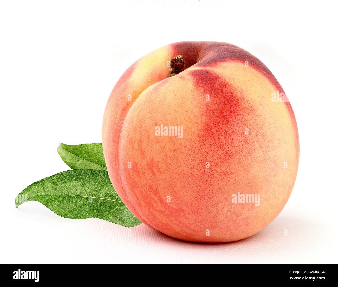 peach with slice isolated white background Stock Photo - Alamy