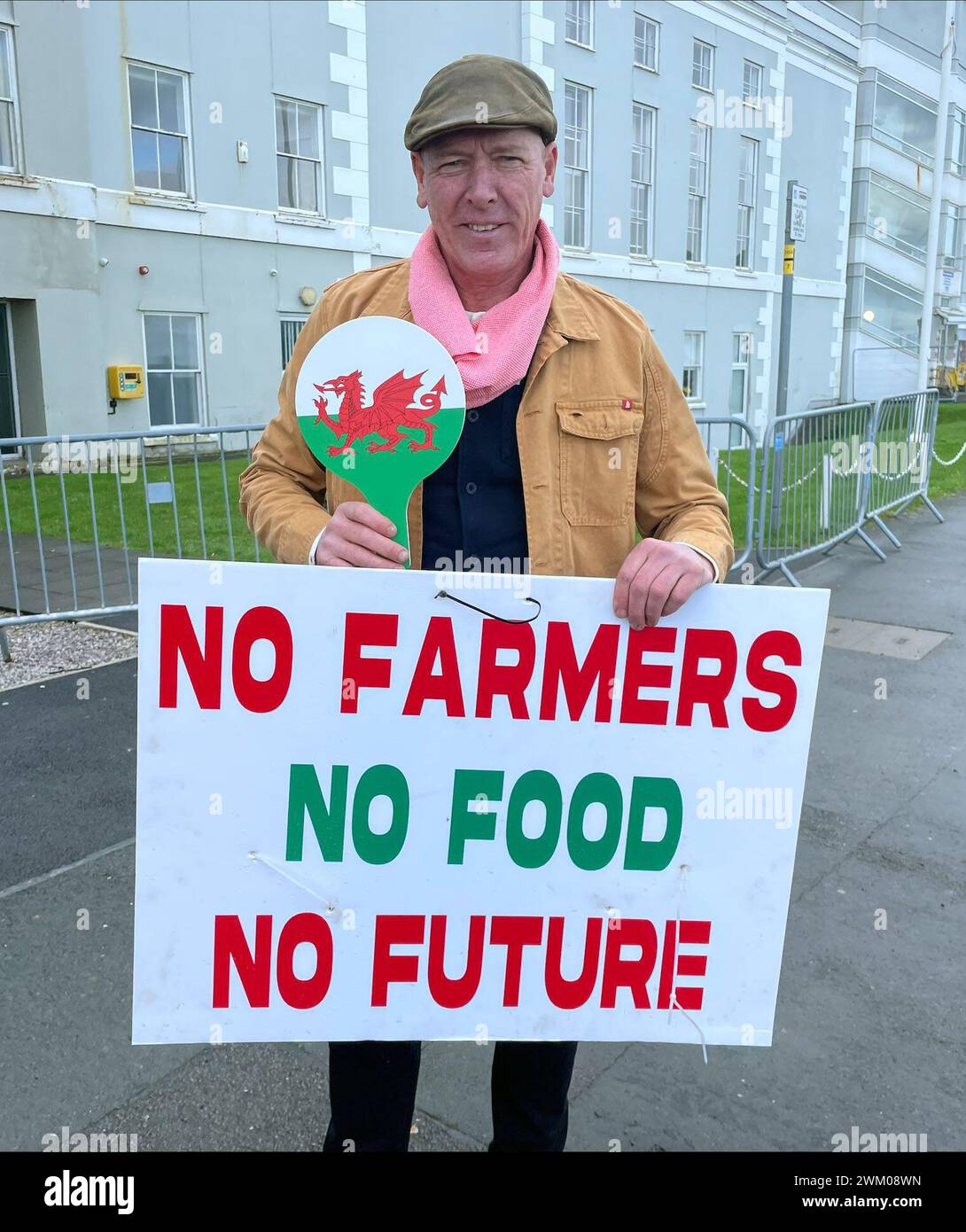 Gareth Wyn Jones, a hill farmer from Conwy, outside the Venue Cymru in ...