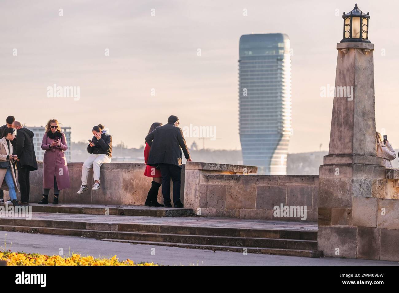 02 December 2023, Belgrade, Serbia: Visitors tourists at the Kalemegdan ...
