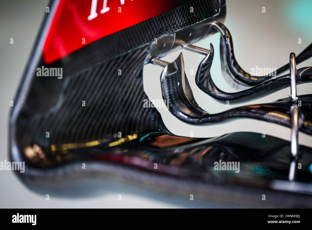 Mercedes AMG F1 Team W15, mechanical detail of the front wing during ...