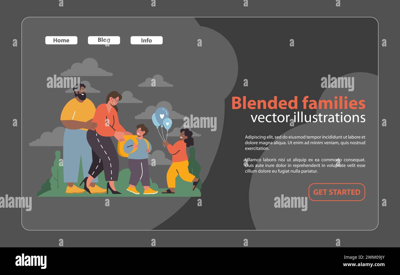 Integration in Society. A diverse family joyfully walks together ...