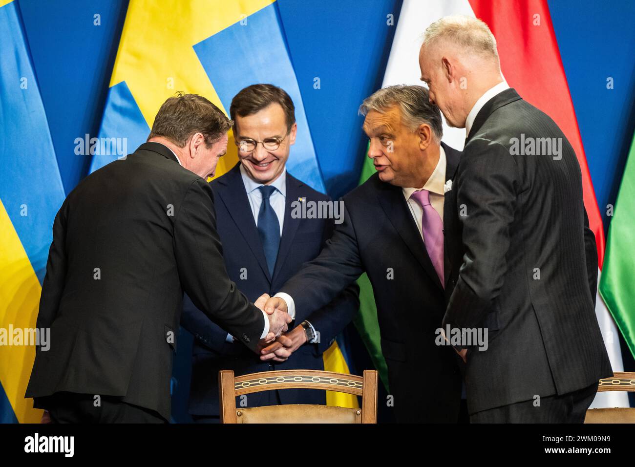 Budapest, Hungary. 23rd Feb, 2024. Göran Martensson (l-r), Director General of the Swedish ...