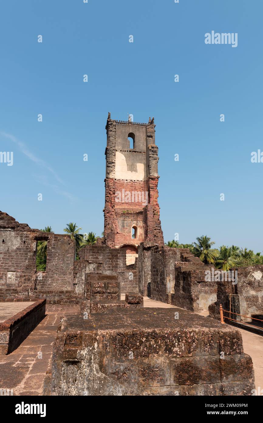 Ruins of St Augustine tower, a famous tourist attraction in Old Goa ...