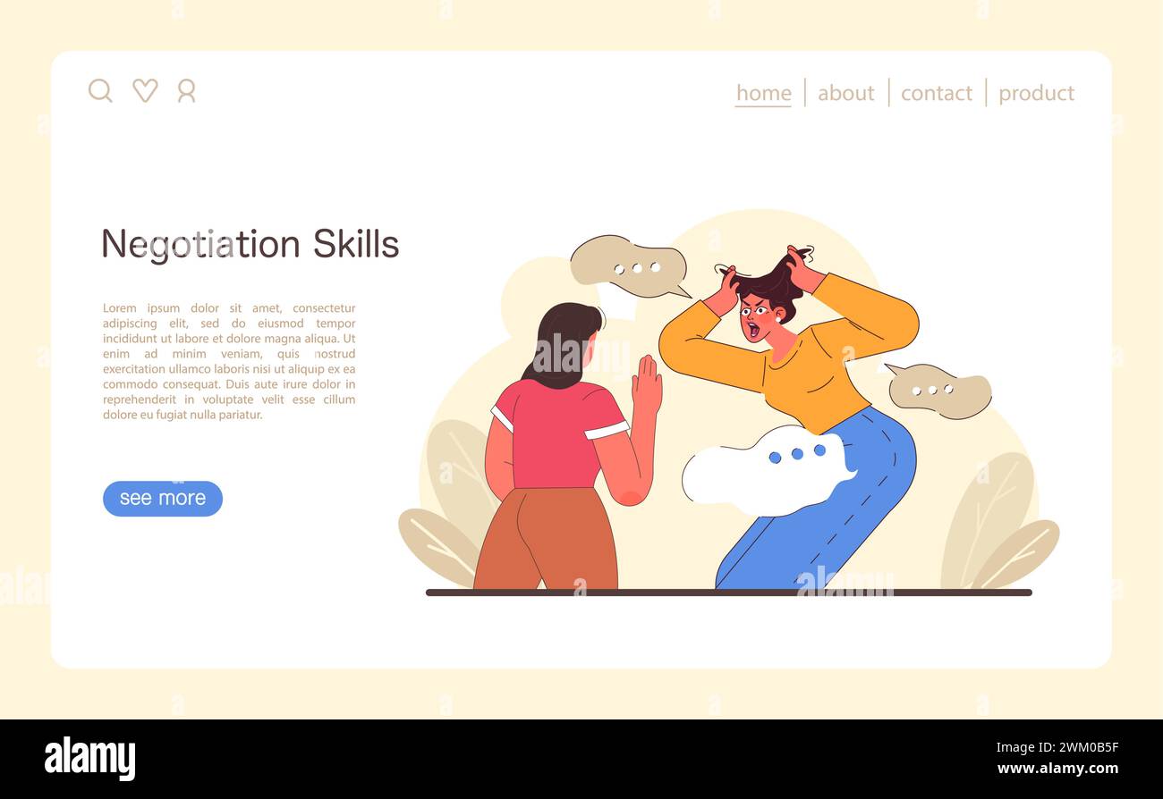 Negotiation Skills concept. A dynamic exchange portrays the challenges ...