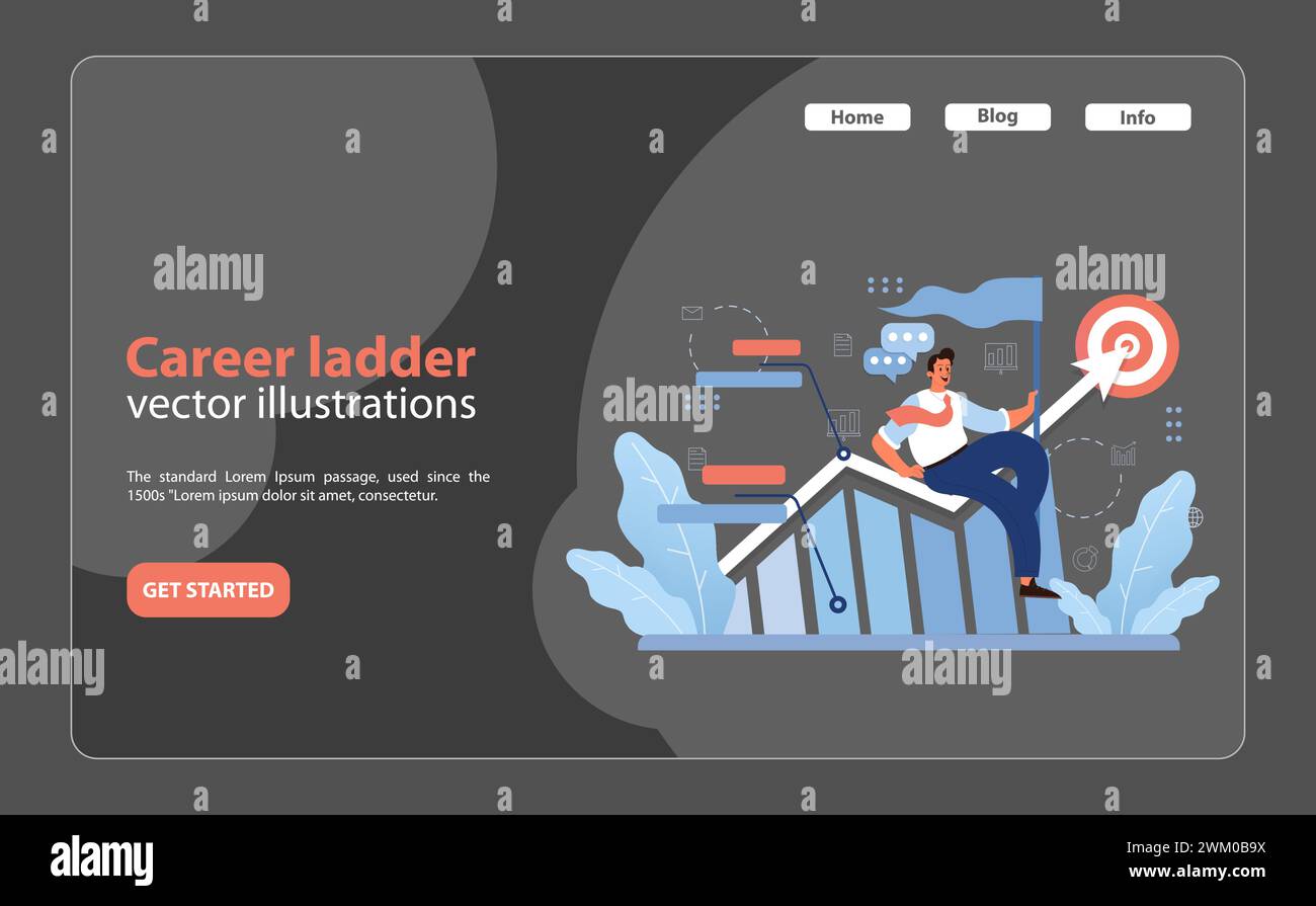 An empowered figure ascending the career ladder, symbolizing ambition ...