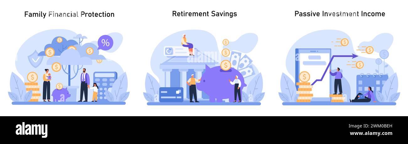 Secure future finances set. Safeguarding family wealth, accumulating ...