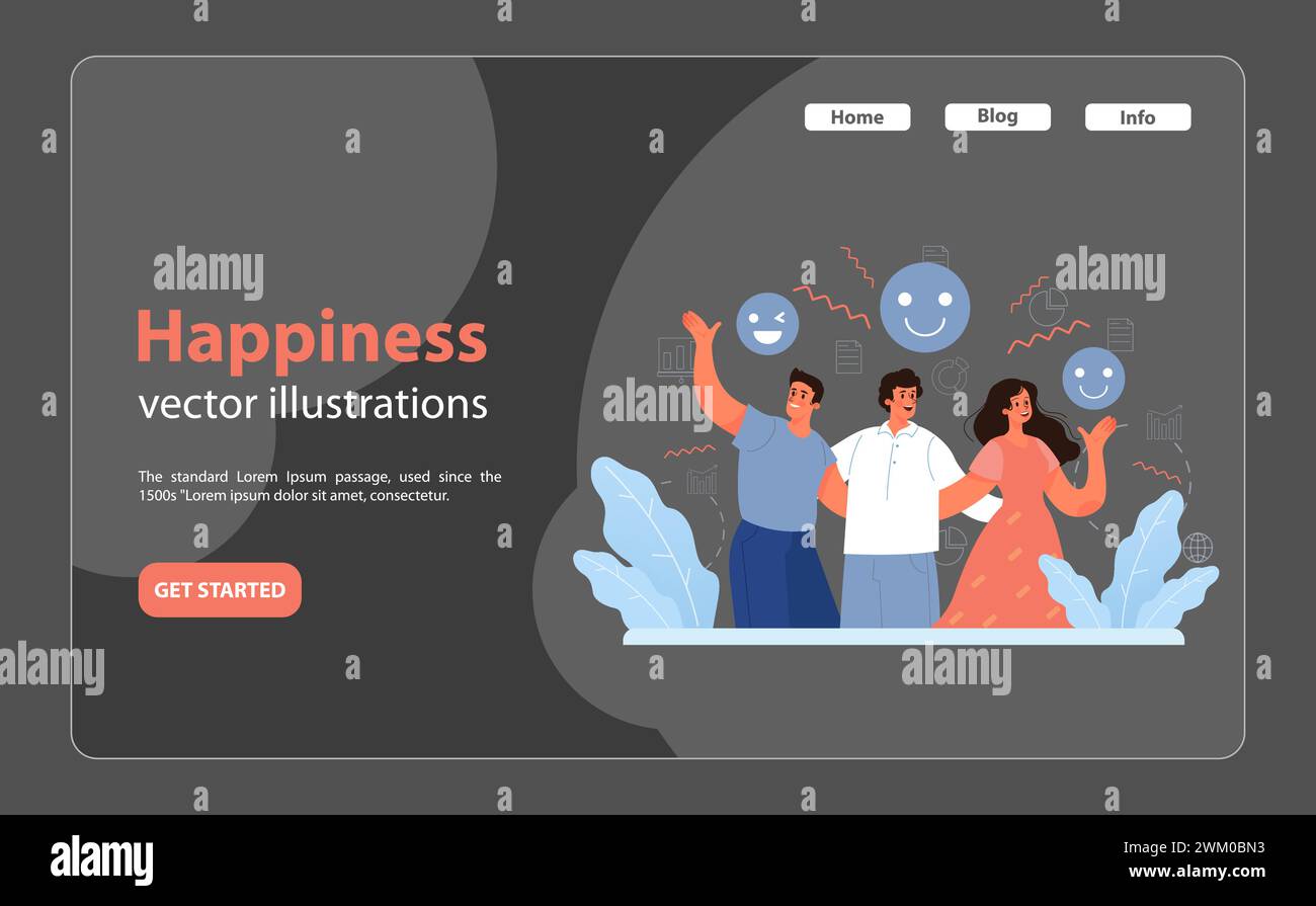 Unified by positive metrics. Three individuals celebrate amidst smiley ...