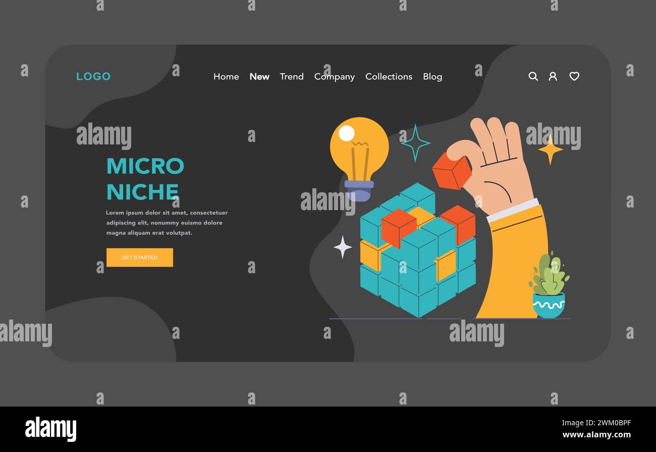 Micro-Niches dark or night mode web, landing. Hand strategically places ...