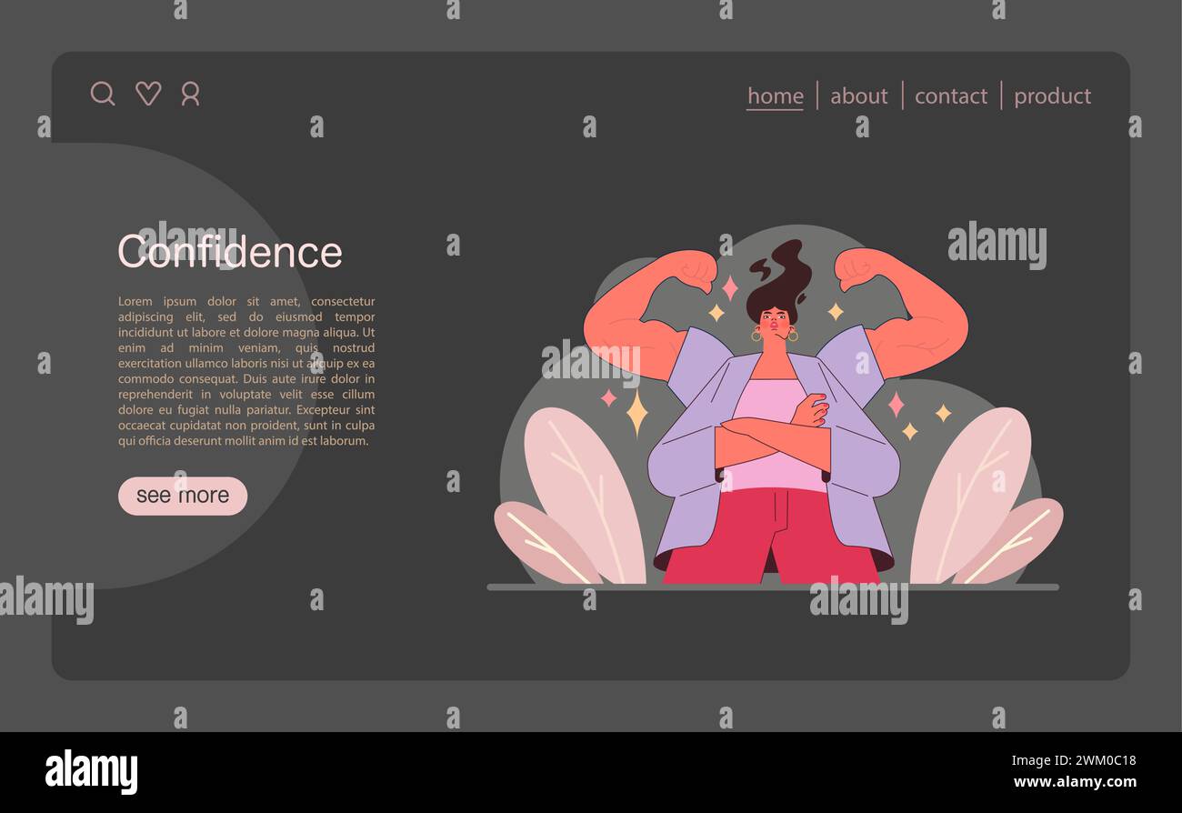 Power of Confidence illustration. A figure with exaggerated muscles ...