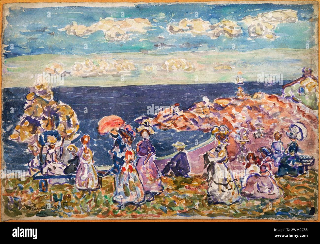 Maurice Prendergast, On the Beach, watercolour painting circa 1907 ...