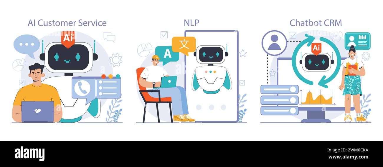 Chat bot set. AI-powered customer service. Online consultation with ... Chat bot set. AI-powered customer service. Online consultation with ...