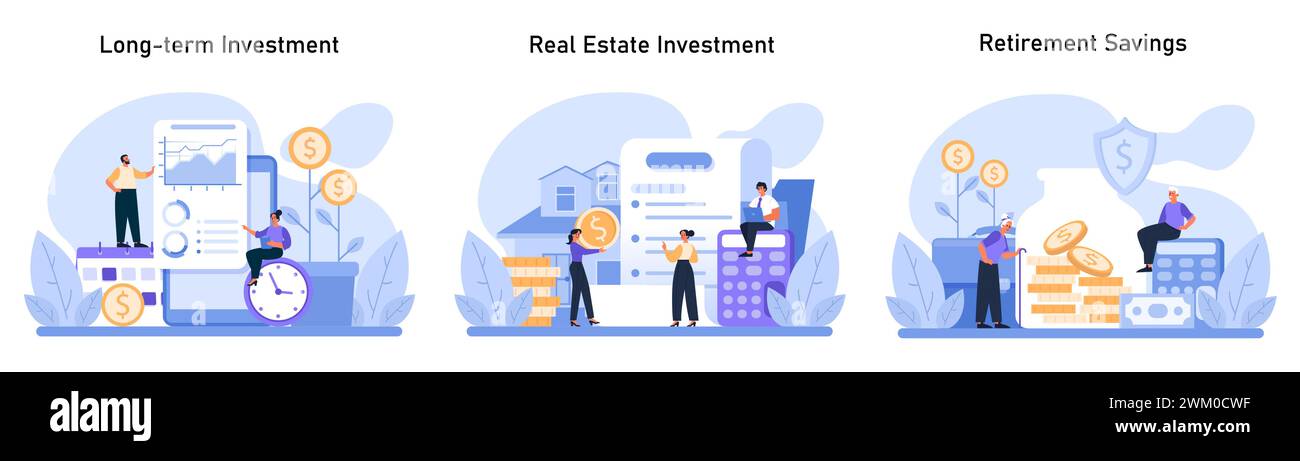 Investment Planning set. Detailing secure financial future through long ...