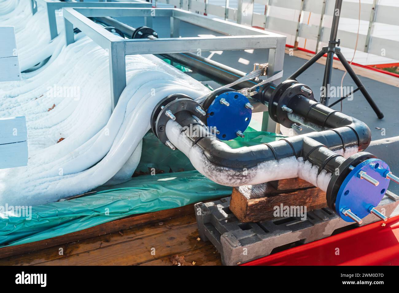 intricate network of pipes at the ice factory, where advanced ...