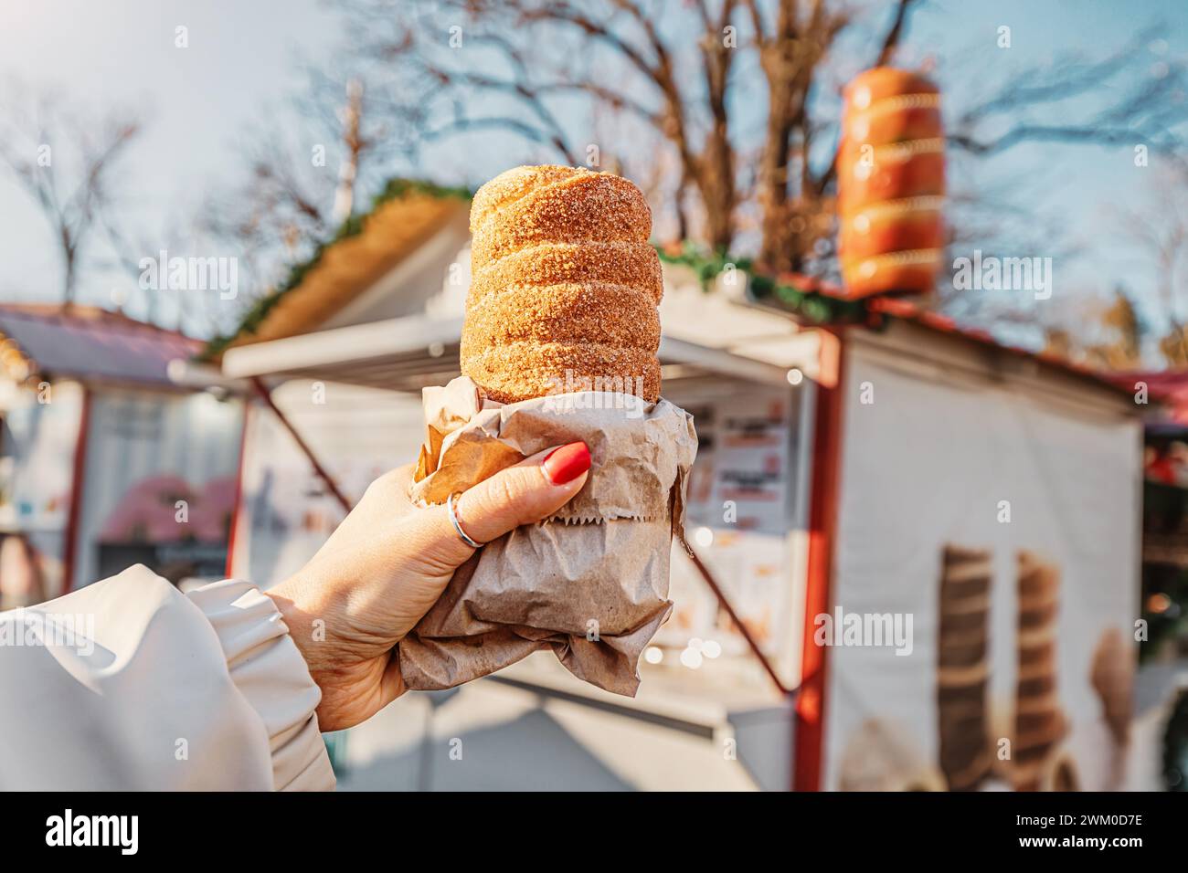 irresistible aroma of freshly baked trdelnik cake, a traditional Czech ...