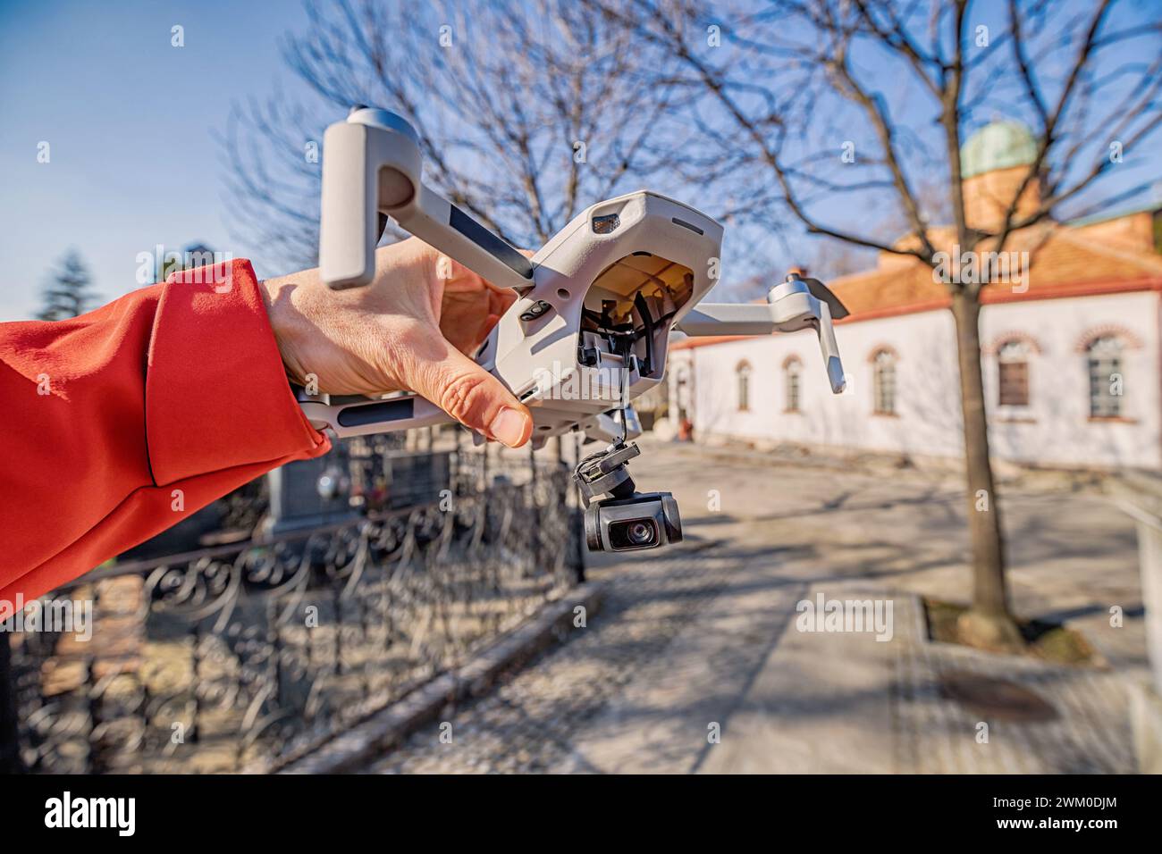 Following a collision, the drone crashed to the ground, its delicate ...