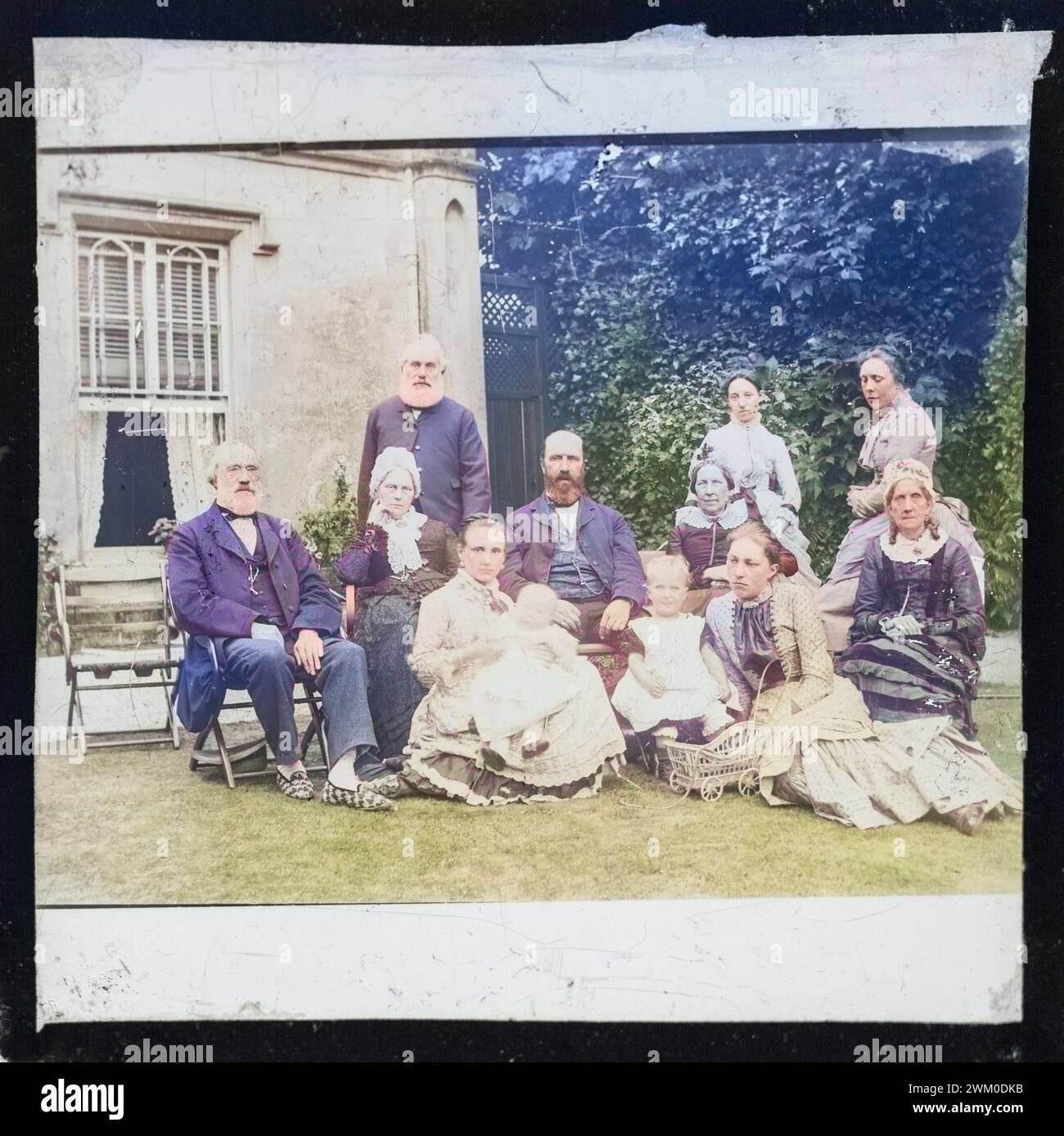 Portrait group photograph three generations prosperous middle-class ...