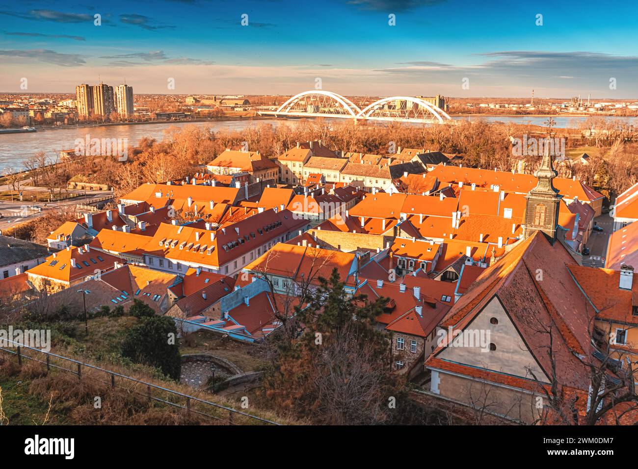 cityscape of Novi Sad from the historic vantage point of Petrovaradin ...