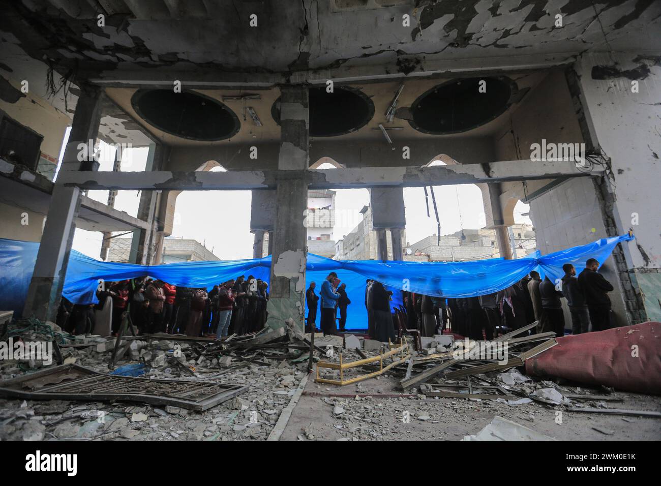 23 February 2024, Palestinian Territories, Rafah: Palestinians perform ...