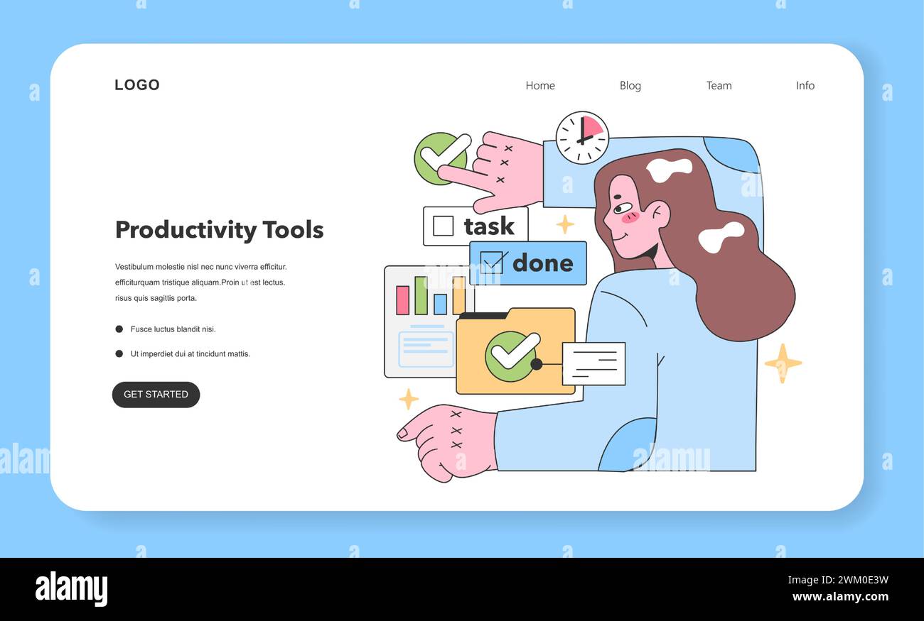 Task completion concept. Contented woman surrounded by task checkmarks ...