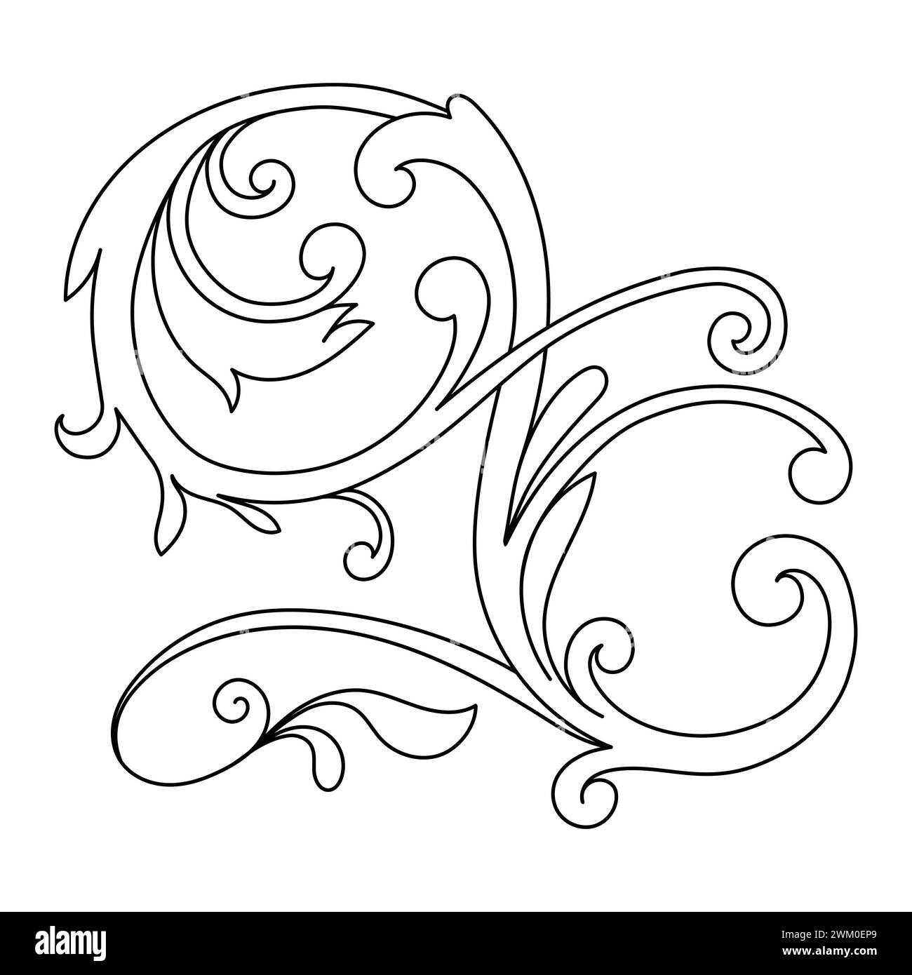 leaf scroll engraved retro flower pattern. Vintage style design for ...