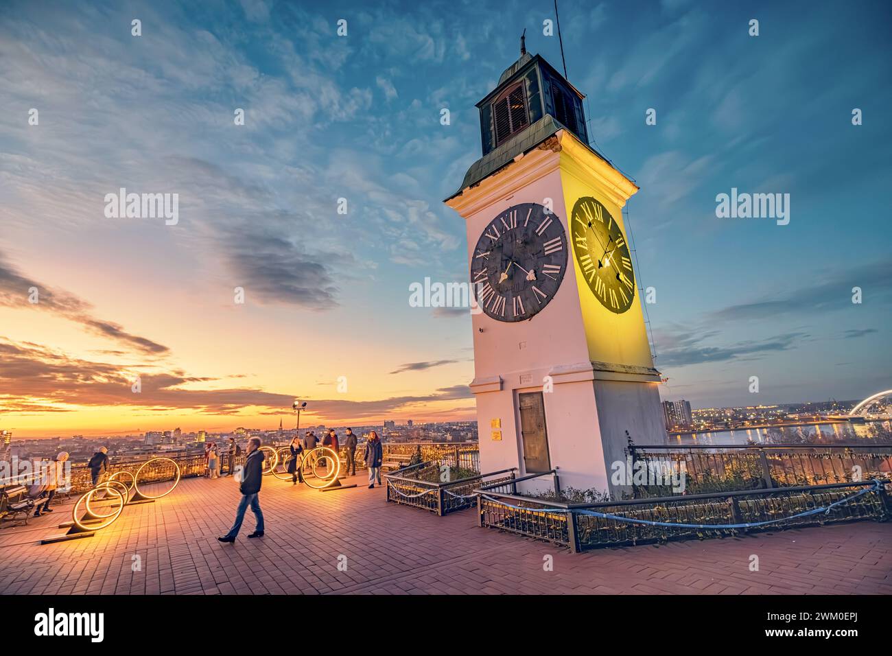04 January 2024, Novi Sad, Serbia: historic clock tower of Novi Sad's ...